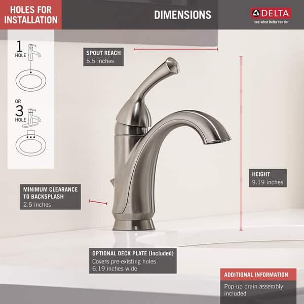 Delta Haywood Single Handle Centerset Lavatory Faucet 15999-SS-DST ...
