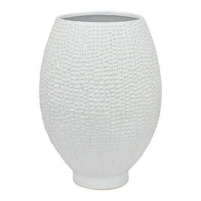 Benzara White Ceramic 16-inch Vase - Overstock - 14636539