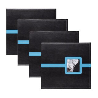 DesignOvation Metro Black Faux Leather 12 x 12 Scrapbook (Pack of 4 ...