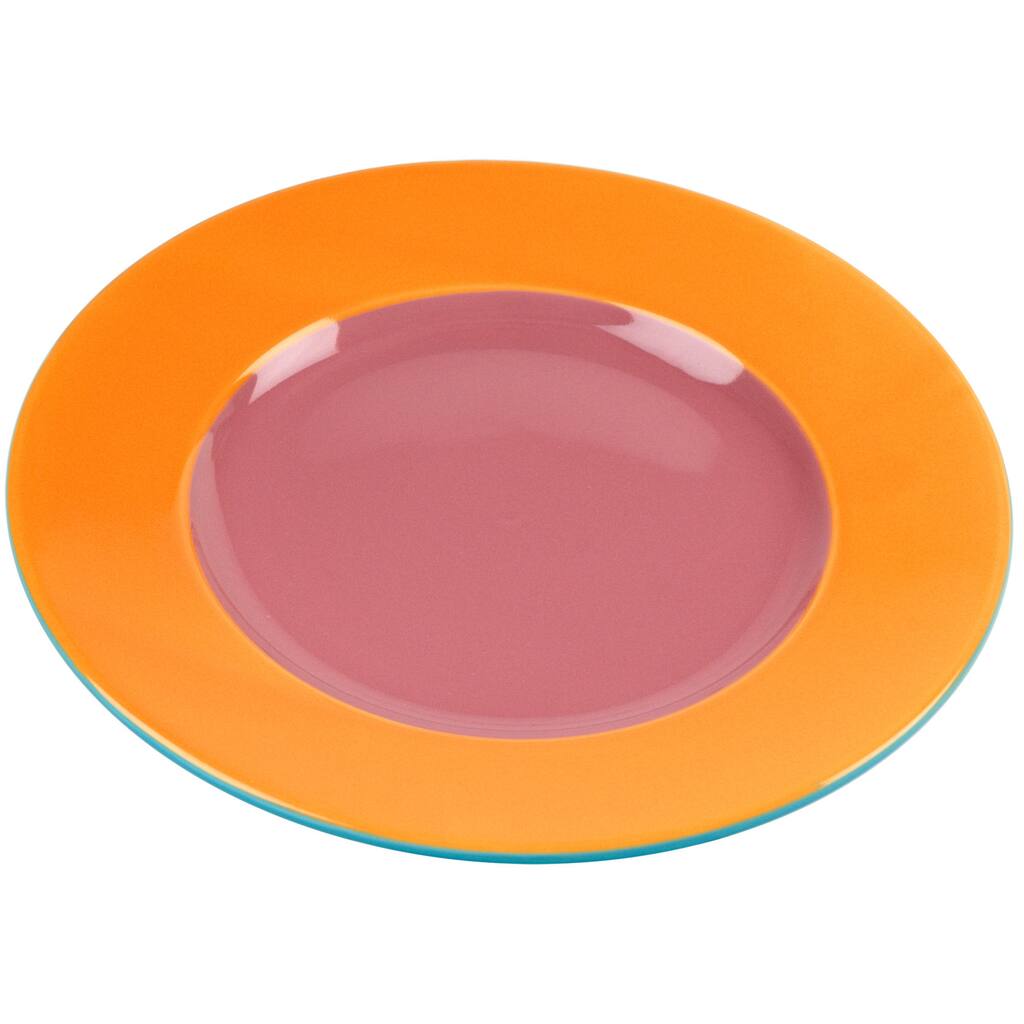 OmniWare Hemisphere Round Pink and Orange 11-inch Stoneware Dinner ...