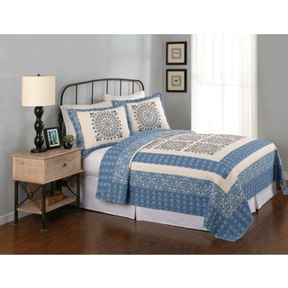Peking Handicraft Asher Cotton Blue Quilt - Bed Bath & Beyond - 14646414