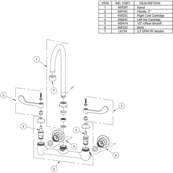 Elkay Scrub/Handwash 8" Centerset Wall Mount Faucet with 4" Gooseneck ...