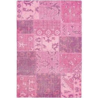 Hand-knotted Ushak Patch Pink Wool Rug - 4'1" x 6'1" - Bed Bath ...