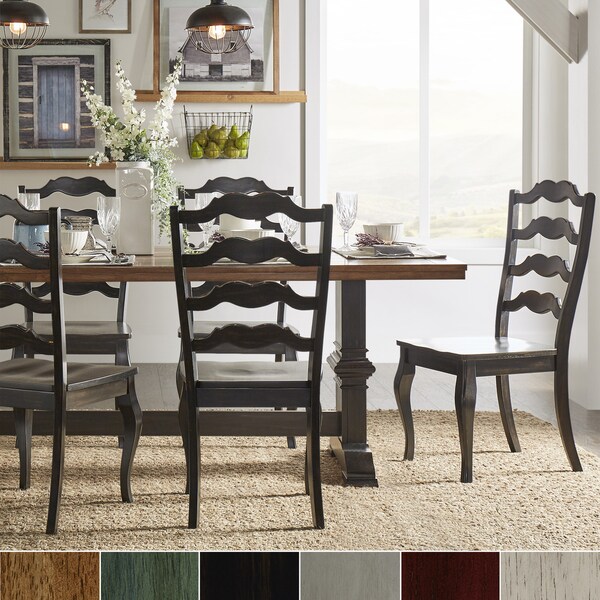 Eleanor Black Farmhouse Trestle Base French Ladder Back 5 piece Dining Set by iNSPIRE Q Classic On Sale Bed Bath Beyond 14691295