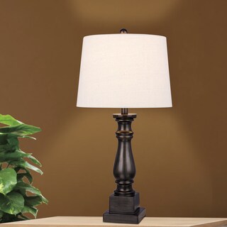 Traditional 28-inch Antique Grey Resin Column Table Lamp - Bed Bath ...