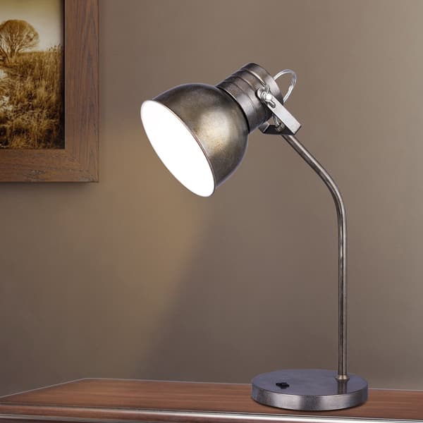 21.5-inch Rust Brushed Steel Metal Table Lamp in a Modern Task Lamp ...