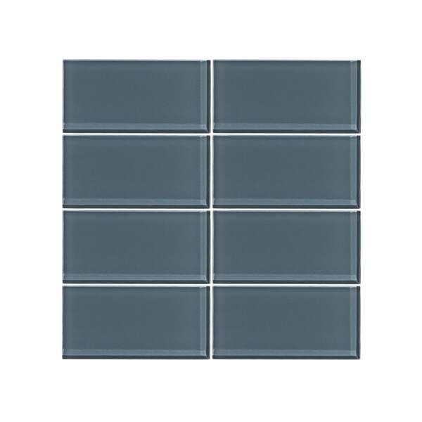 Vicci Design Steel Blue Glass 3-inch x 6-inch 6-square-foot Subway Tile ...