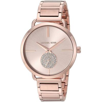 Michael Kors Women's MK3640 'Portia' Crystal Rose-Tone Stainless Steel ...