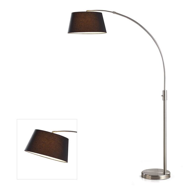 Orbita 82-inch Brushed Nickle Retractable Arch Floor Lamp with Dimmer ...