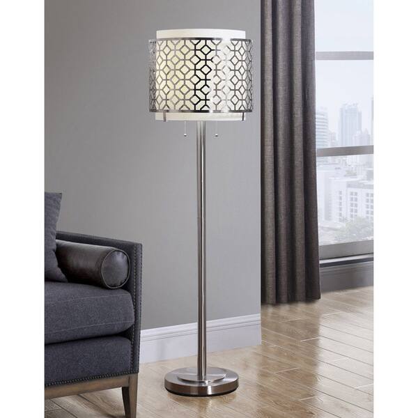 Melrose Brushed Nickel Geometric Floor Lamp - On Sale - Bed Bath ...