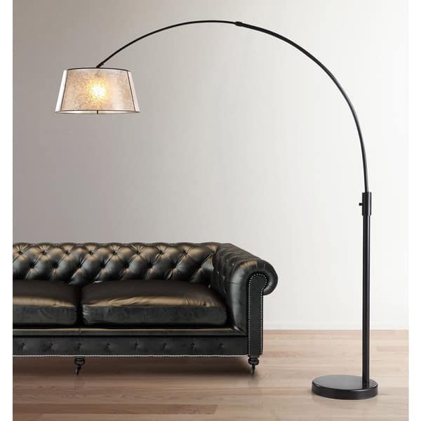 Orbita 82-inch Dark Bronze Retractable Arch Dimmable Floor Lamp with ...