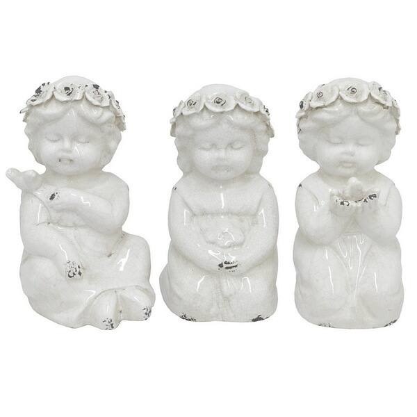 Three Hands White Ceramic 3-piece Angel Figurine Set - Bed Bath ...