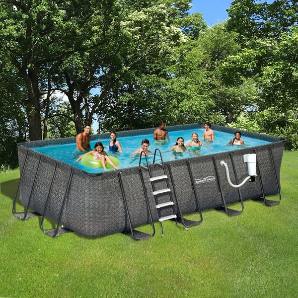 Dark Wicker Summer Waves Elite Rectangular Metal Frame Pool - Bed Bath ...