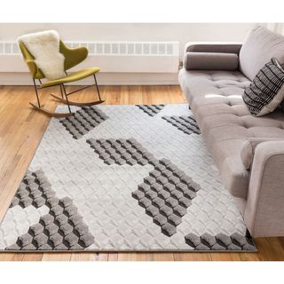 Well Woven Popup Black Modern 3D Dots And Boxes Mat Accent Rug - 2'7" x ...