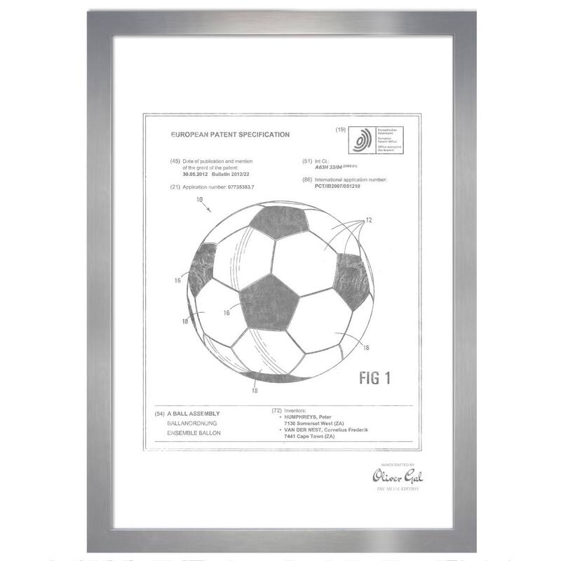 Oliver Gal 'soccer ball 2012, Silver Metallic' Framed Art - Overstock ...