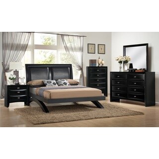 Blemerey 110 Black Wood Arch-Leg Bed Group with Queen Bed, Dresser ...