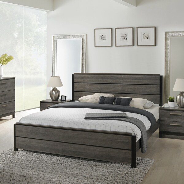 Roundhill Furniture Ioana Wood Panel Bed Size Queen