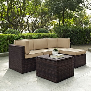 Palm Harbor 5 Piece Outdoor Wicker Seating Set With Sand Cushions - Bed ...