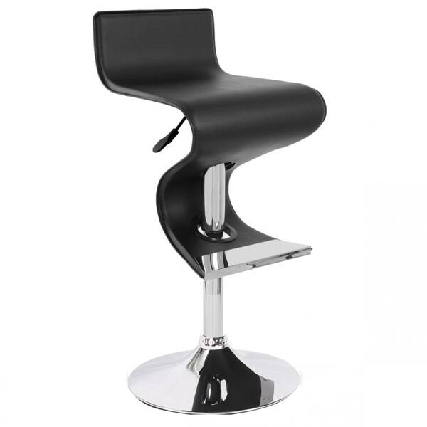 Wave Collection Height Adjustable PU Leather Swivel Bar Stool with Low ...