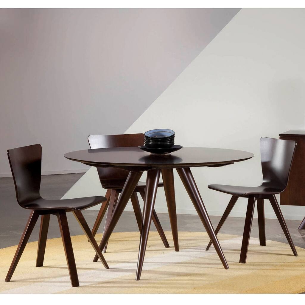 Saloom Iris 48-inch Round Maple Strata Top Custom Dining Table in Java Finish - Brown ...