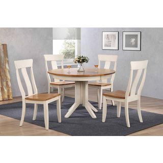 Contemporary Antiqued Caramel/Biscotti Panel Back 5-Piece Dining Set ...