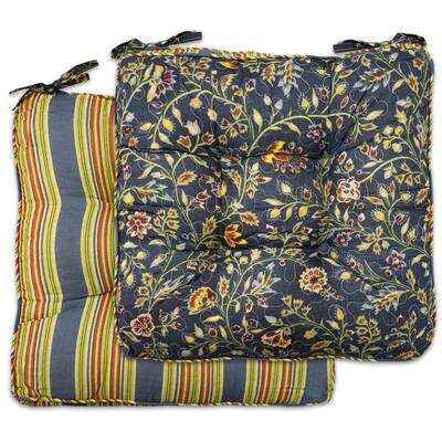 Captiva Red/Navy 16-inch x 16-inch Chair Pad Pair with Tiebacks (Set of ...