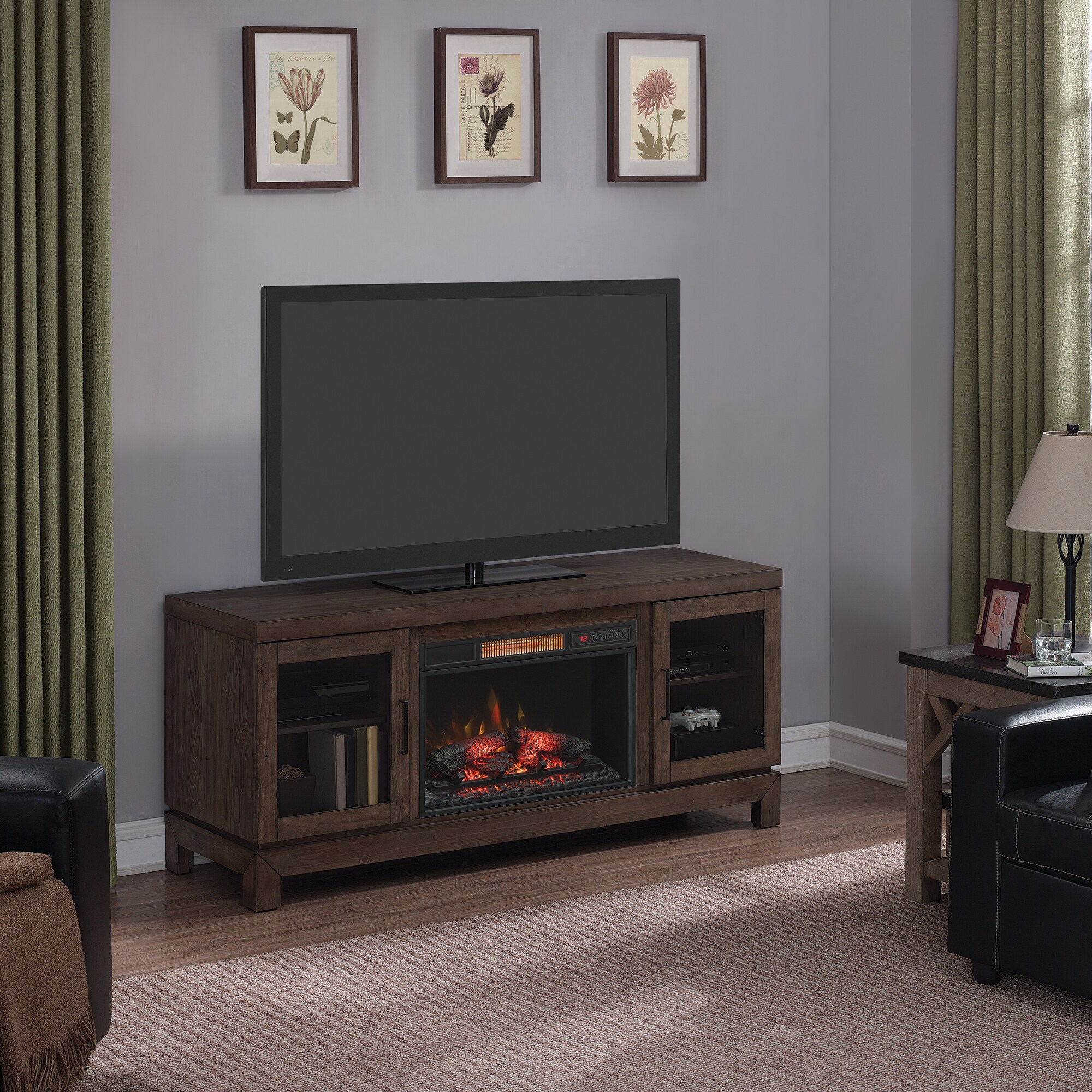 Berkeley TV Stand for TVs up to 70 with 26 Electric Fireplace Spanish Gray Bed Bath Beyond 15080134