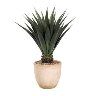 D&W Silks 48-inch Jumbo Agave Plant in Round Resin Planter - Green ...