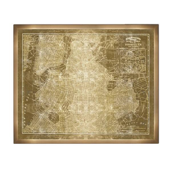Oliver Gal 'Brooklyn Map 1891 Inverted Gold Metallic'Metallic Art - Bed ...