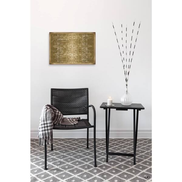 Oliver Gal 'Upside-down Map of the World Noir Inverted Gold Metallic ...