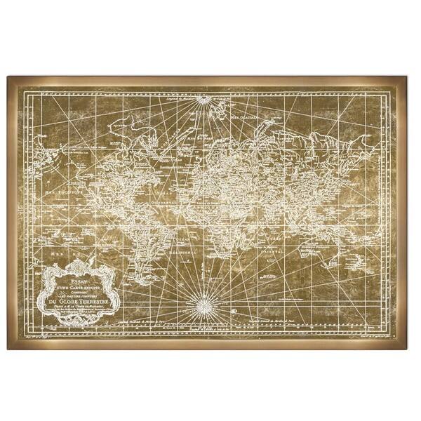 Hatcher and Ethan 'World Map Gold'Metallic Art - Bed Bath & Beyond ...
