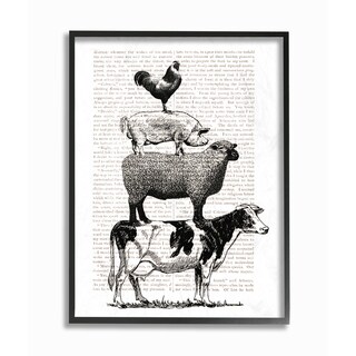 Black and White Animal Stack Framed Giclee Texturized Art - Bed Bath ...