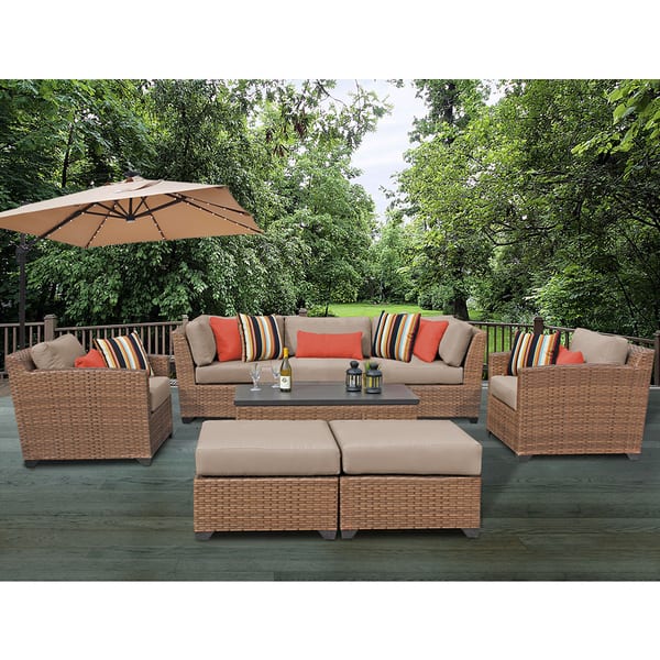 Laguna 8 Piece Outdoor Wicker Patio Furniture Set 08c - Bed Bath ...