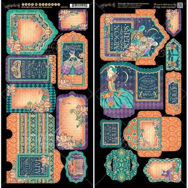 Midnight Masquerade Cardstock Die-Cuts 6"X12" Sheets 2/Pkg-Tags ...