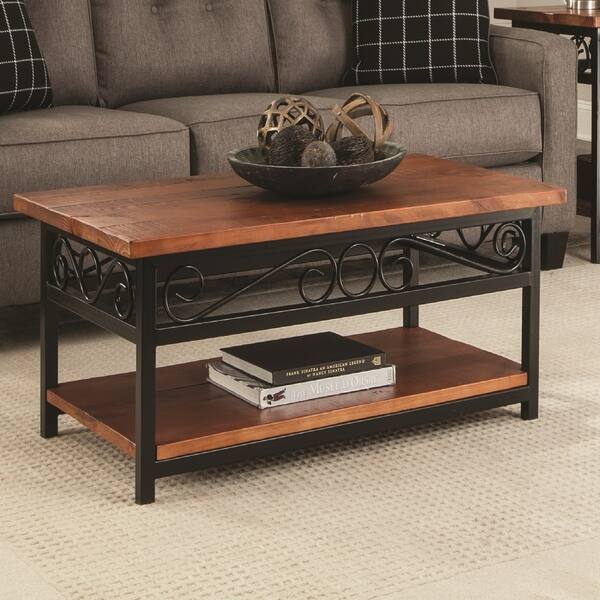 Artesian Wood/ Metal Scroll 42-inch W Coffee Table - Bed Bath & Beyond ...
