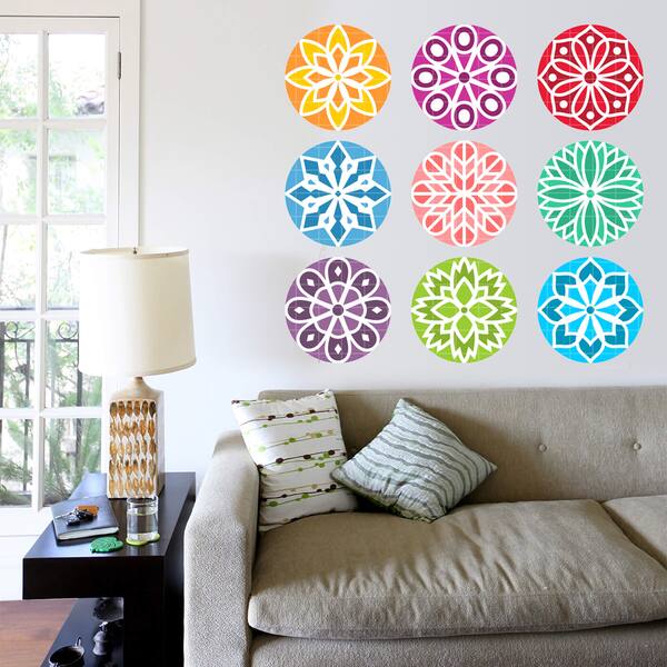 Full Color India Mandala Yoga Ornament Buddha Full Color Wall Decal ...