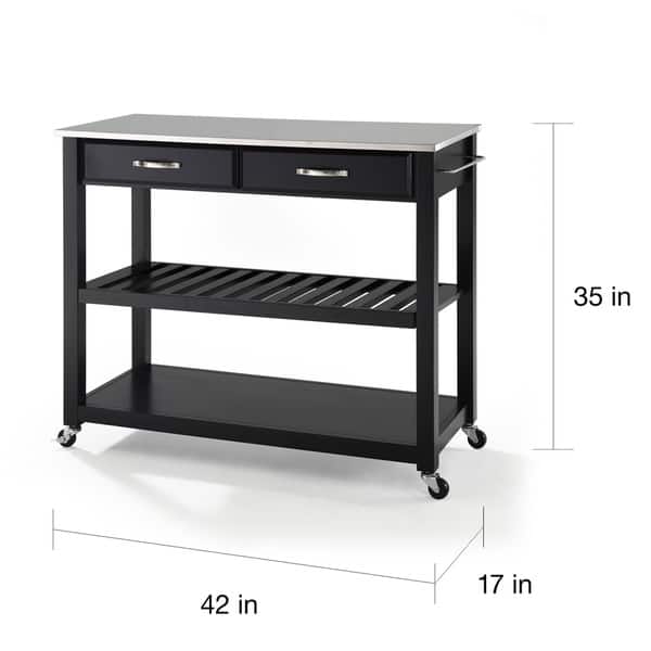 Crosley Stainless Steel Top Kitchen Prep Cart - 17"d x 43"w x 35"h ...