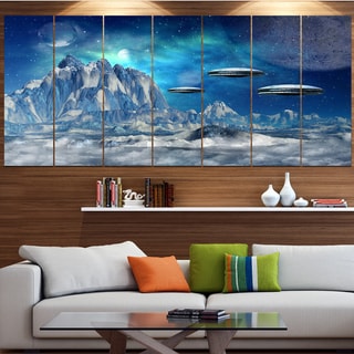 Designart "Blue Alien Planet" Landscape Canvas Wall Artwork Print ...