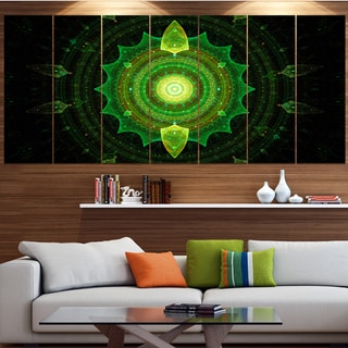 Designart "Cabalistic Green Fractal Sphere" Abstract Wall Art on Canvas ...