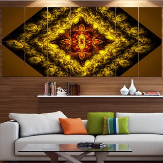 Designart "Cabalistic Yellow Fractal Design" Abstract Wall Art Canvas ...