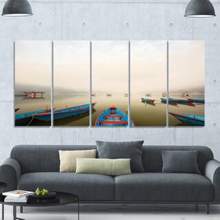 Designart "Moving Boats in Mountain Lake" Boat Canvas Artwork Print ...