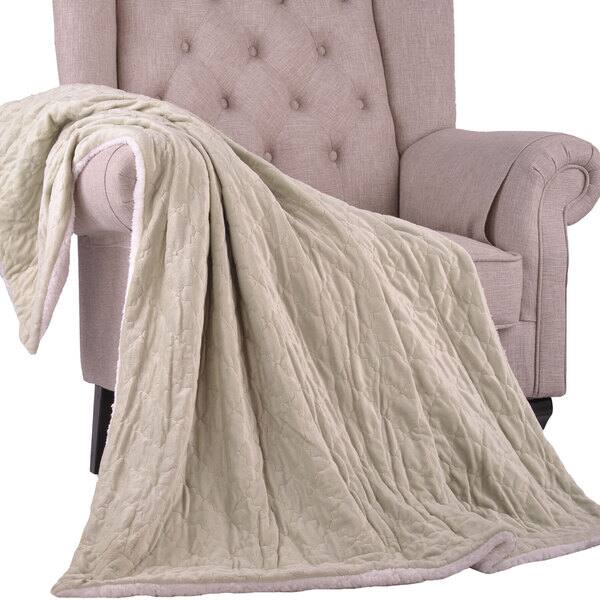 Aurora Embroidery Reversible Sherpa Throw - Bed Bath & Beyond - 15367740