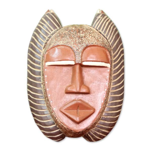 Handmade Ghanaian Wood Mask, 'Good African Mother' (Ghana) - Bed Bath ...