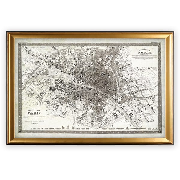 Vintage Paris Map Outline - Gold Frame - Bed Bath & Beyond - 15390681