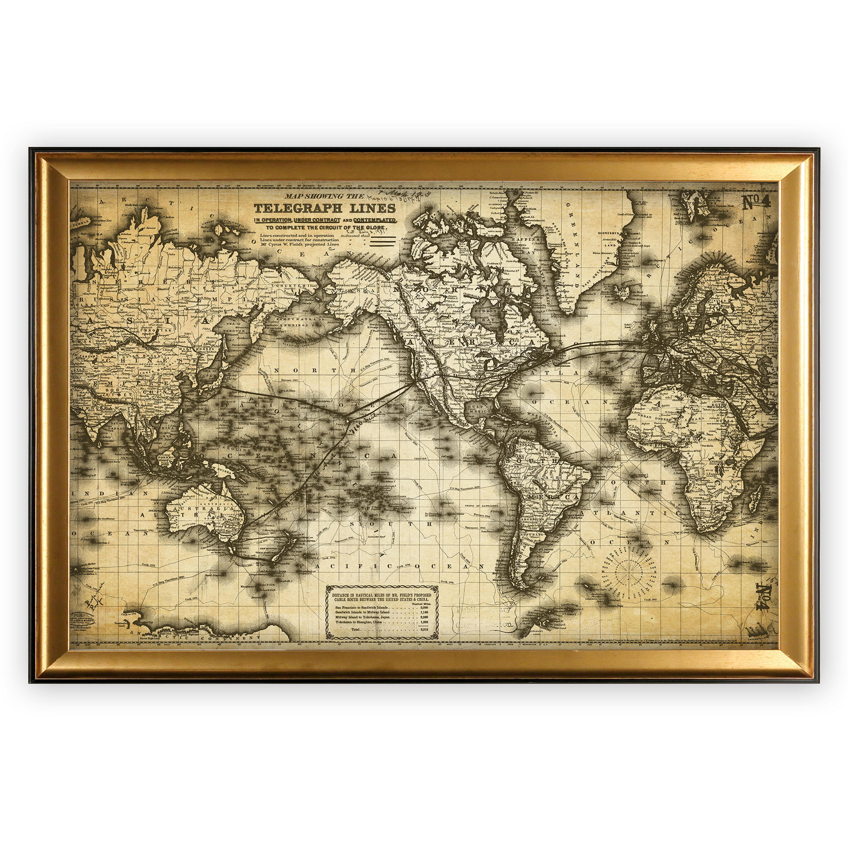 Vintage Wold Map v Parchment -Silver Frame - Bed Bath & Beyond - 15390731