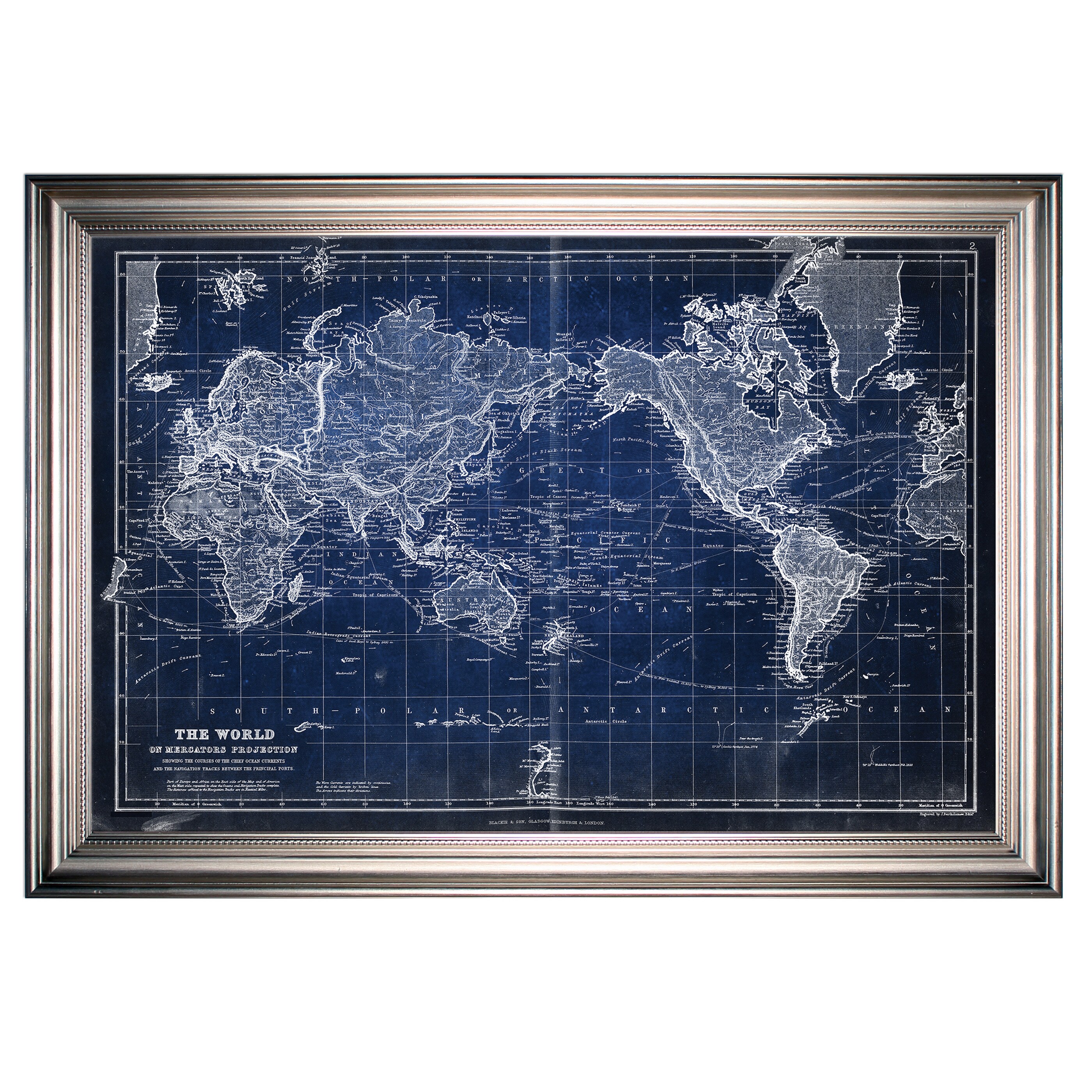 Vintage Wold Map VII Antique - Gold Frame - Bed Bath & Beyond - 15390710