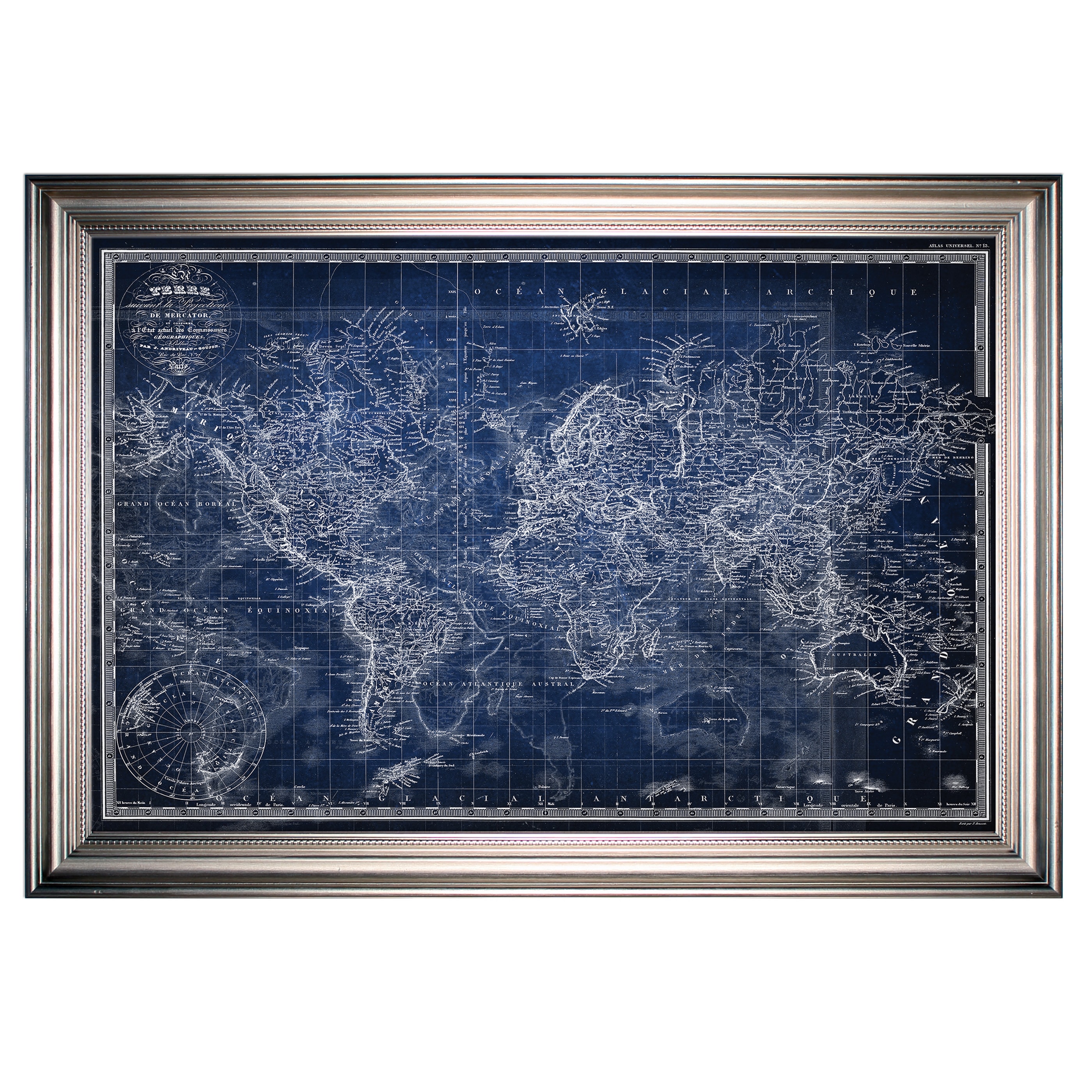 Vintage Wold Map VII Antique - Gold Frame - Bed Bath & Beyond - 15390710