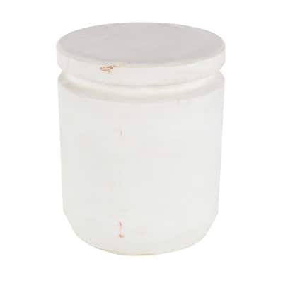 Benzara White Fiber Clay Foot Stool - Overstock - 15437216