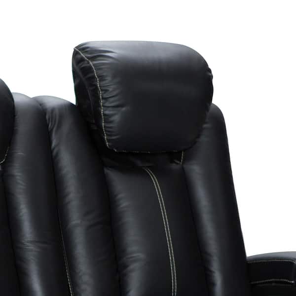 Seatcraft Republic Leather Home Theater Seating Power Recline Sofa with ...