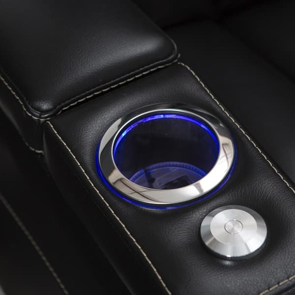 Seatcraft Republic Leather Home Theater Seating Power Recline Sofa with ...